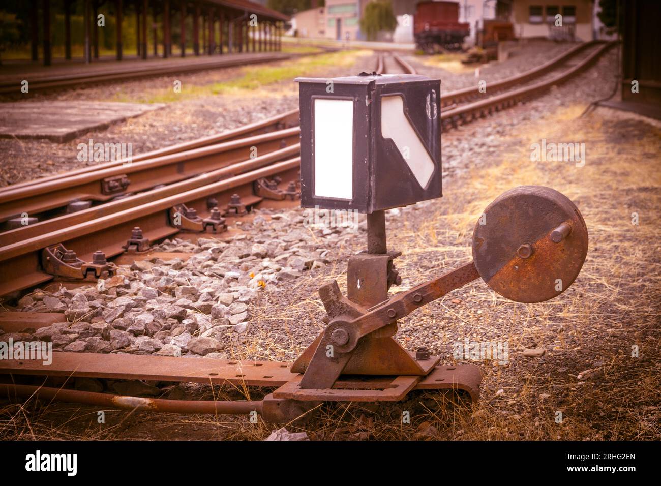 Railway swich signal Stock Photo - Alamy