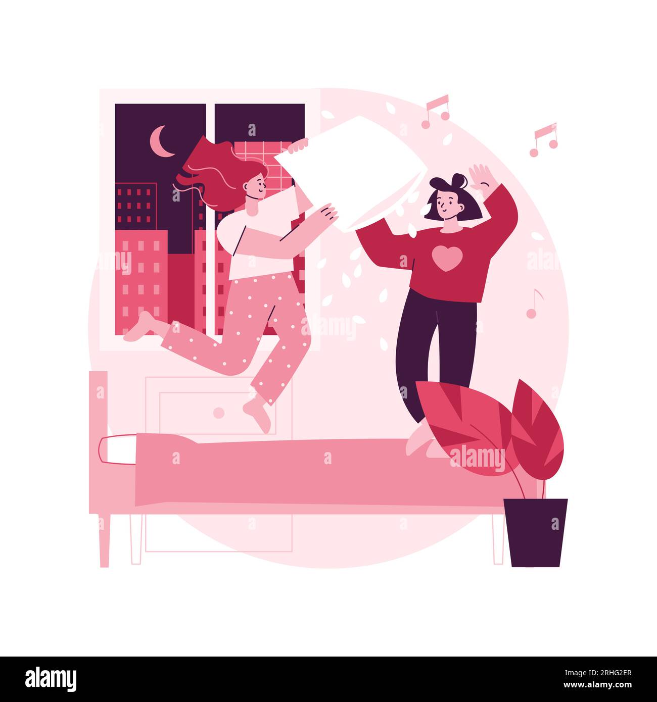 Pajama Party Abstract Concept Vector Illustration Friends Sleepover