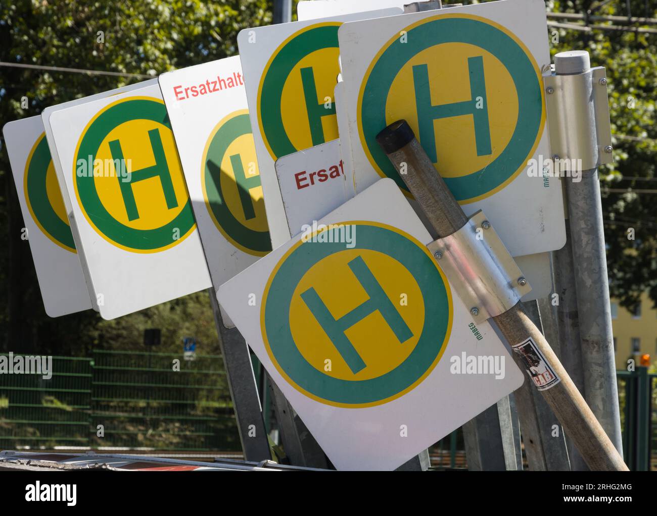 Tram stop sign Germany Stock Photo - Alamy