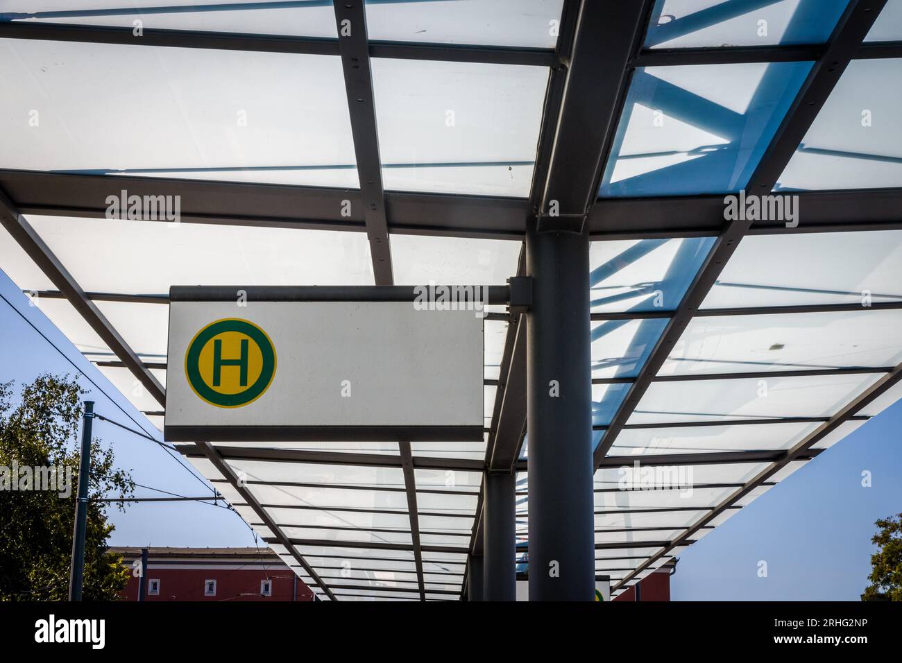 Tram stop sign Germany Stock Photo - Alamy
