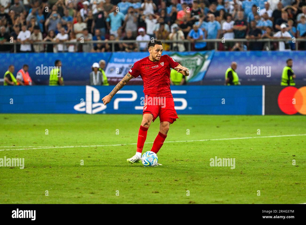 Athens, Greece. 16th Aug, 2023. Sevilla FCâ€™s Lucas Ariel Ocampos ...