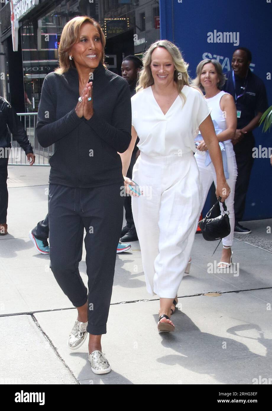 NEW YORK, NY AUGUST 16: Amber Laign and Robin Roberts seen at Good ...