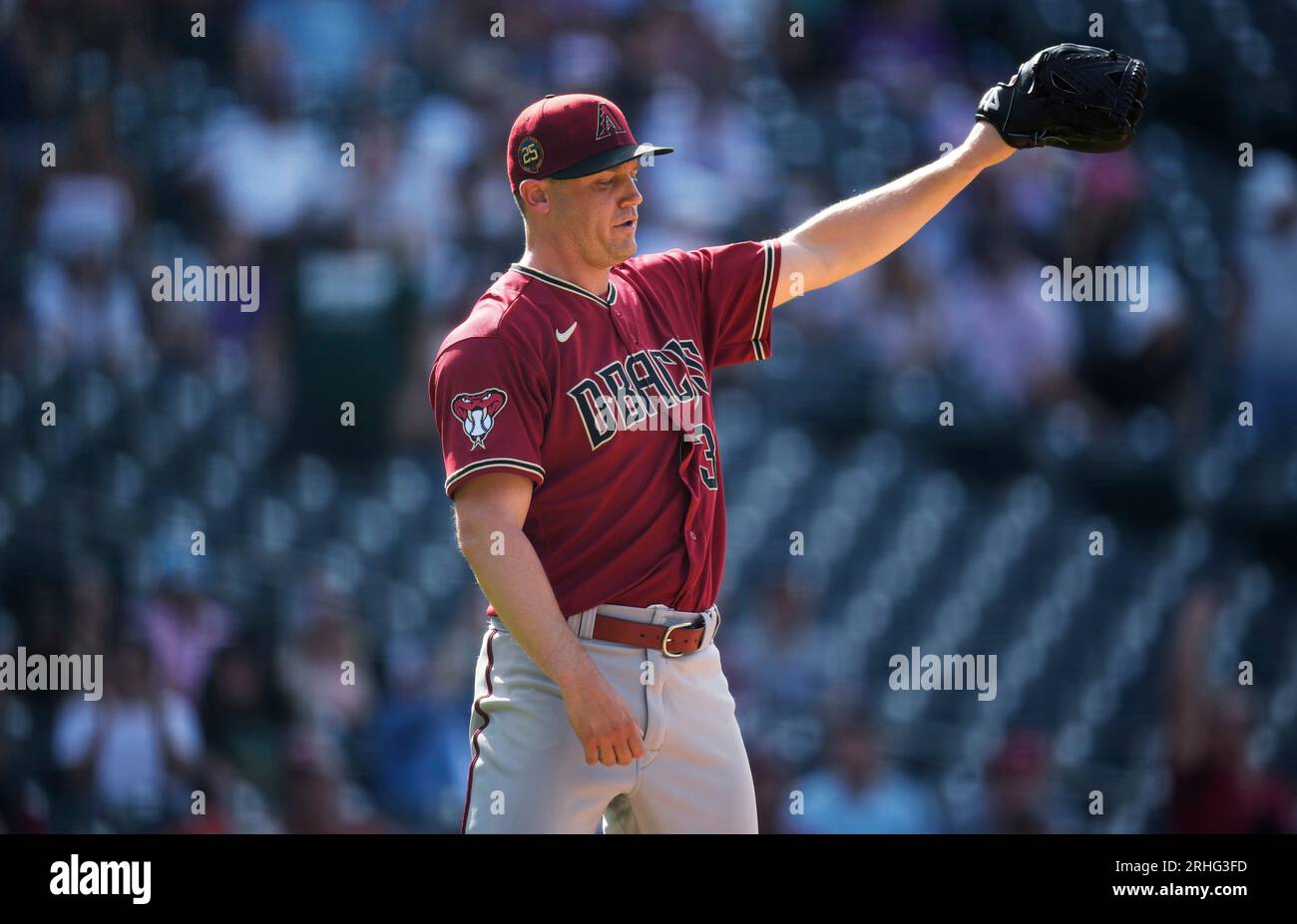 Arizona Diamondbacks relief pitcher Paul Sewald gestures after striking ...