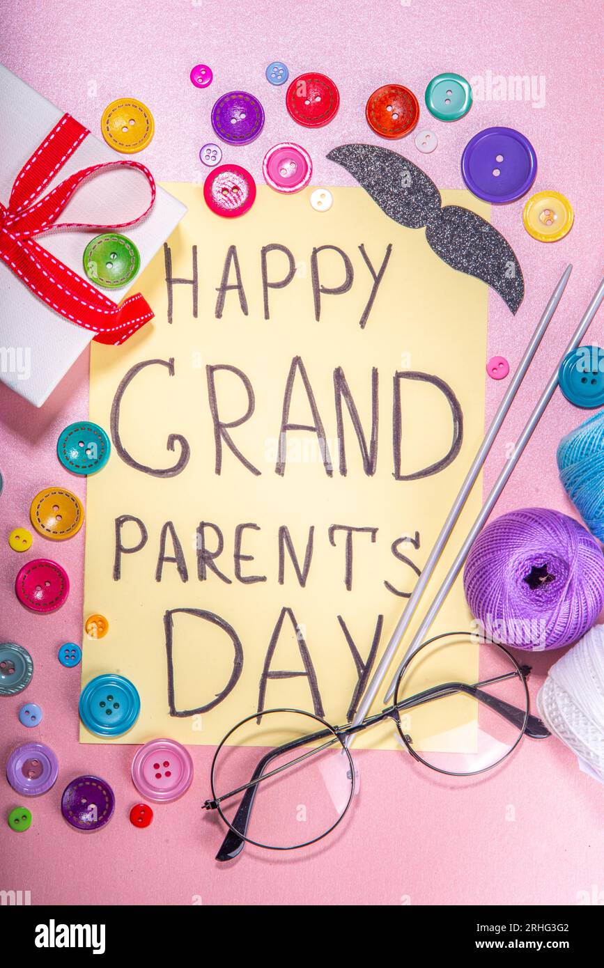 Happy Grandparents day greeting card background. Granny and grandpa's ...