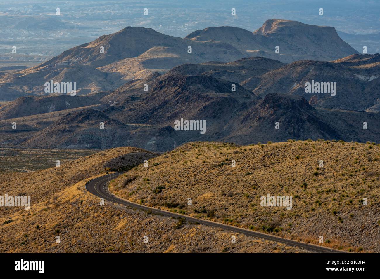 Ross Maxwell Scenic Drive Curves Around a Hill in Big Bend Stock Photo ...