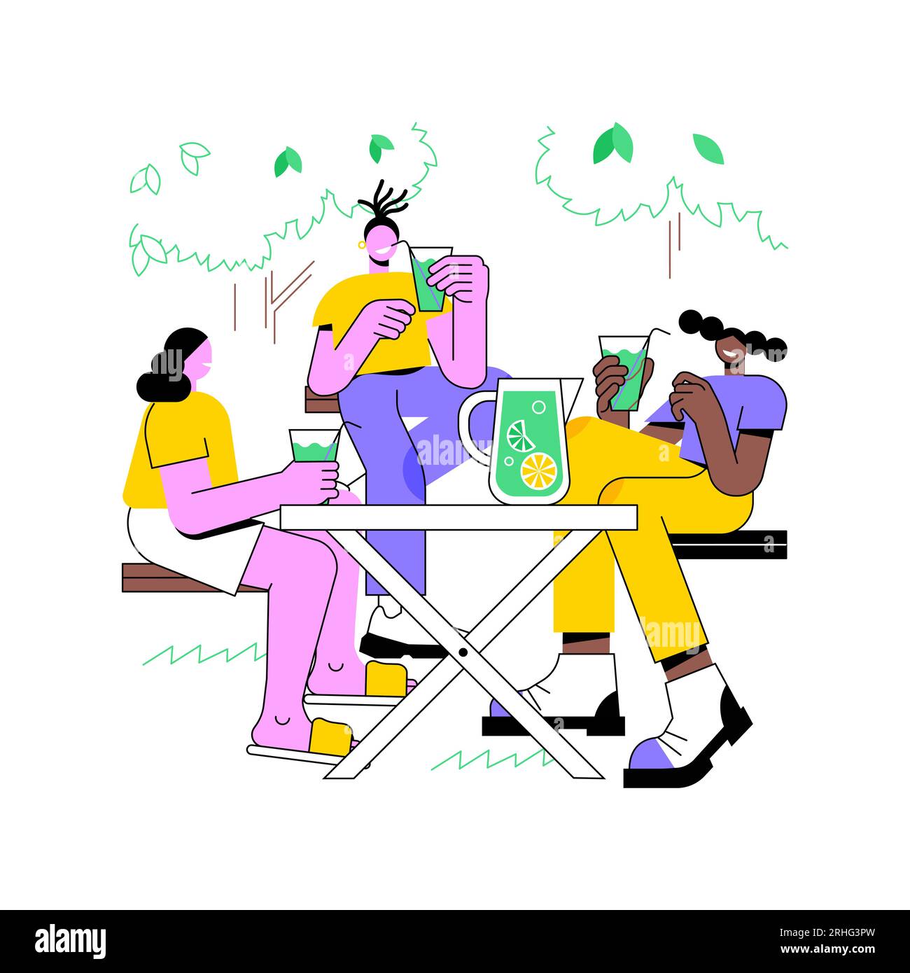 Detox retreat isolated cartoon vector illustrations. Group of people ...