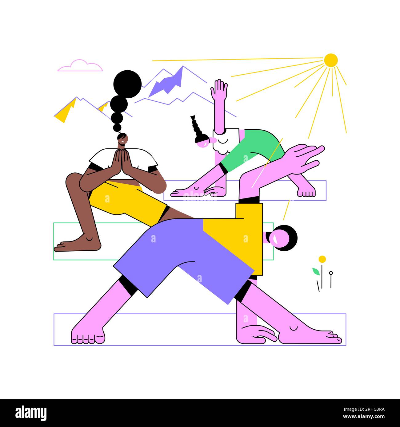 Yoga tour isolated cartoon vector illustrations. Group of people do ...