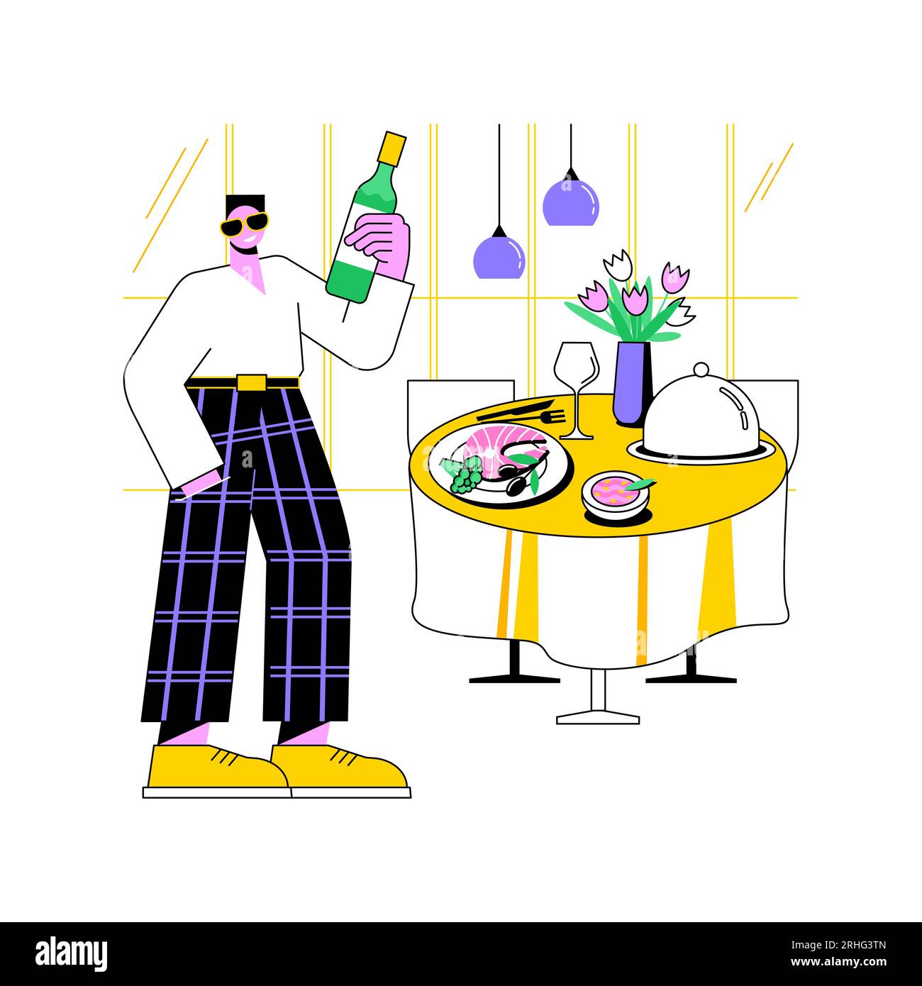 Design hotel stay isolated cartoon vector illustrations. Attractive man ...