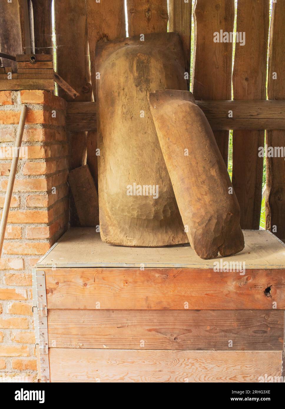 Wooden salting trough.Old peasant tools. High quality photo Stock Photo ...