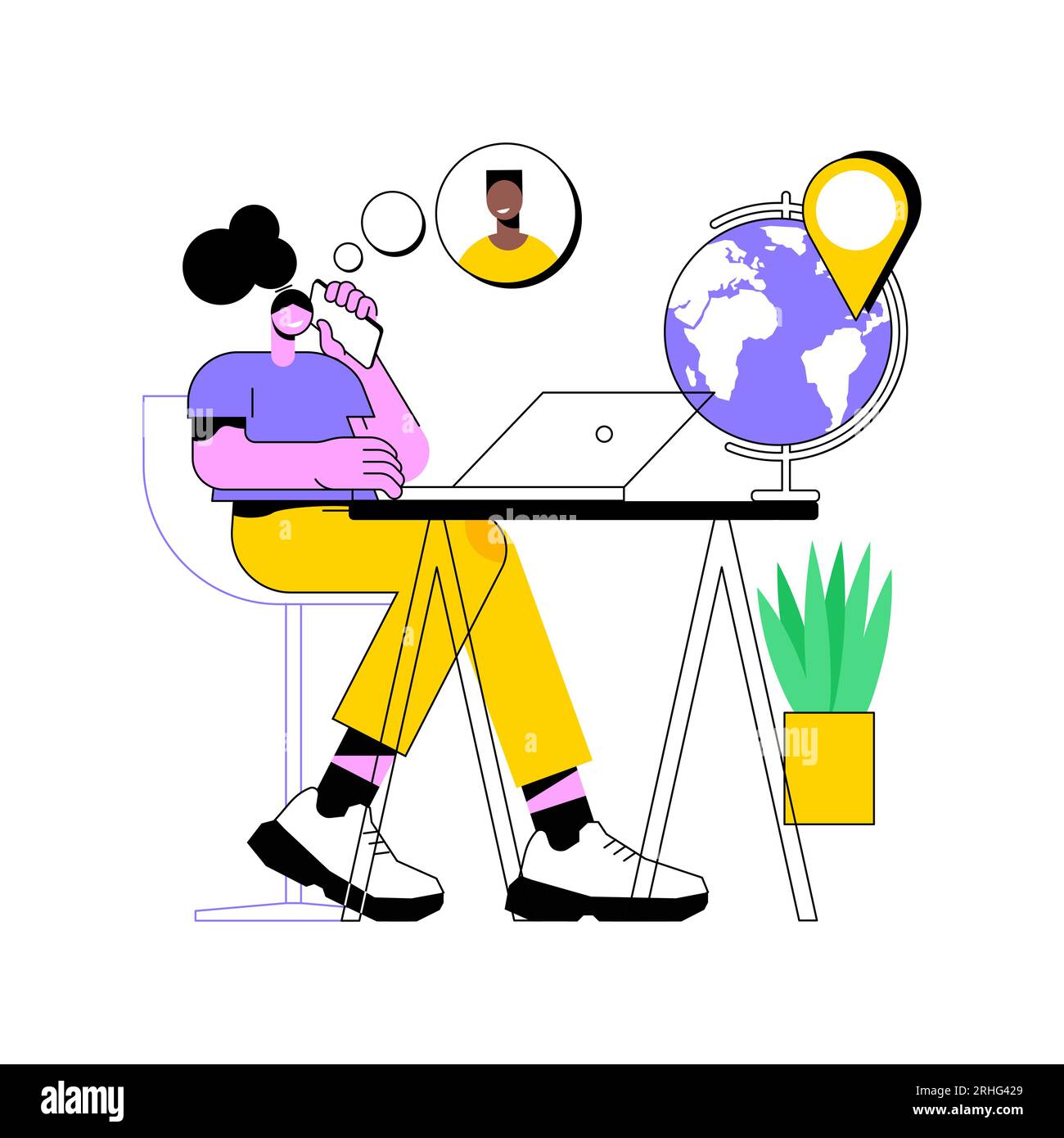 Contact travel agent isolated cartoon vector illustrations. Smiling ...