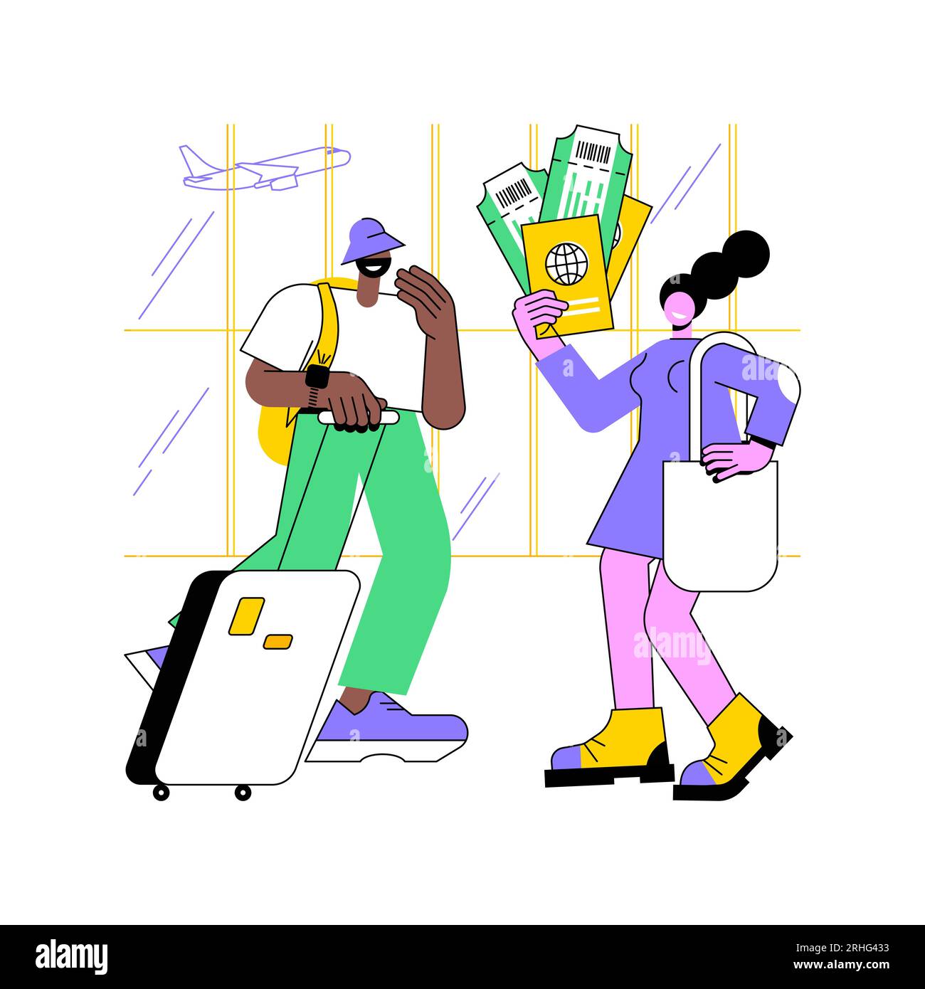Travel documents isolated cartoon vector illustrations. Happy couple ...