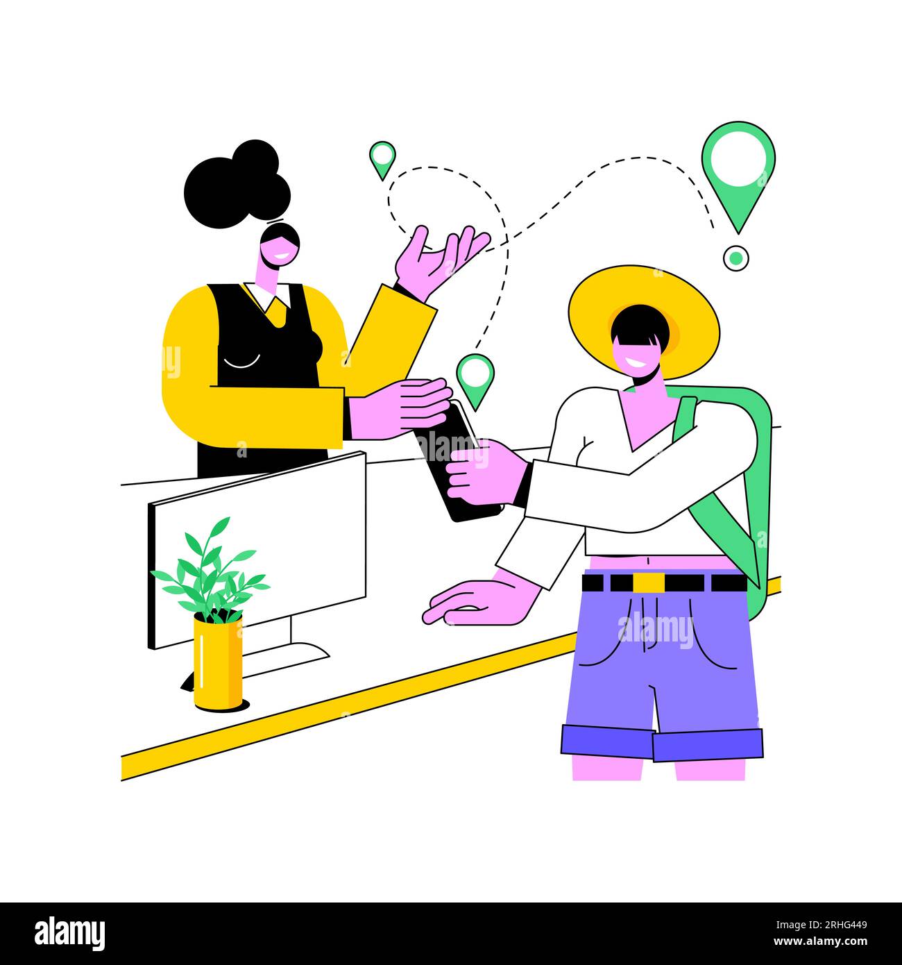 Hostel customer service isolated cartoon vector illustrations. Hostel ...