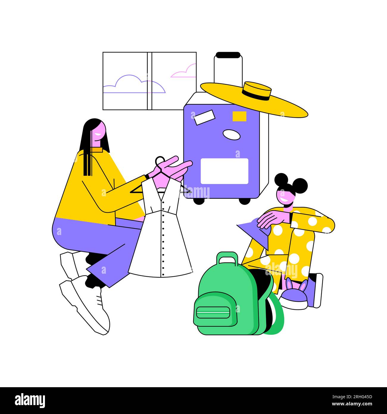 Traveling with kids isolated cartoon vector illustrations. Young ...