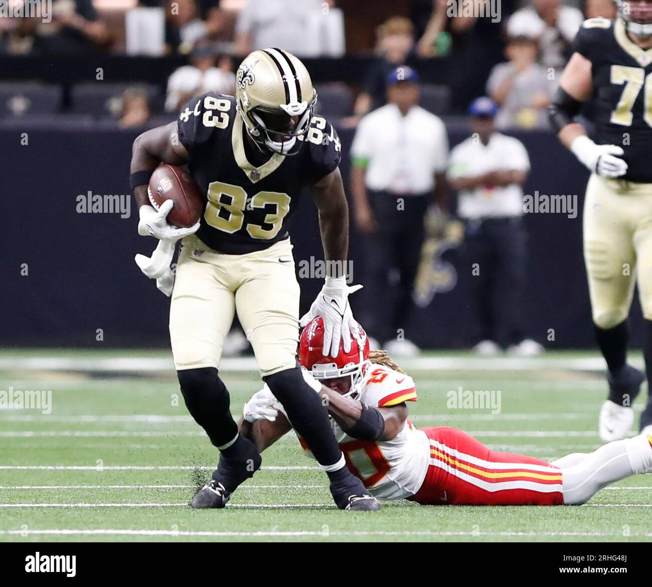 New Orleans, USA. 13th Aug, 2023. New Orleans Saints tight end Juwan ...