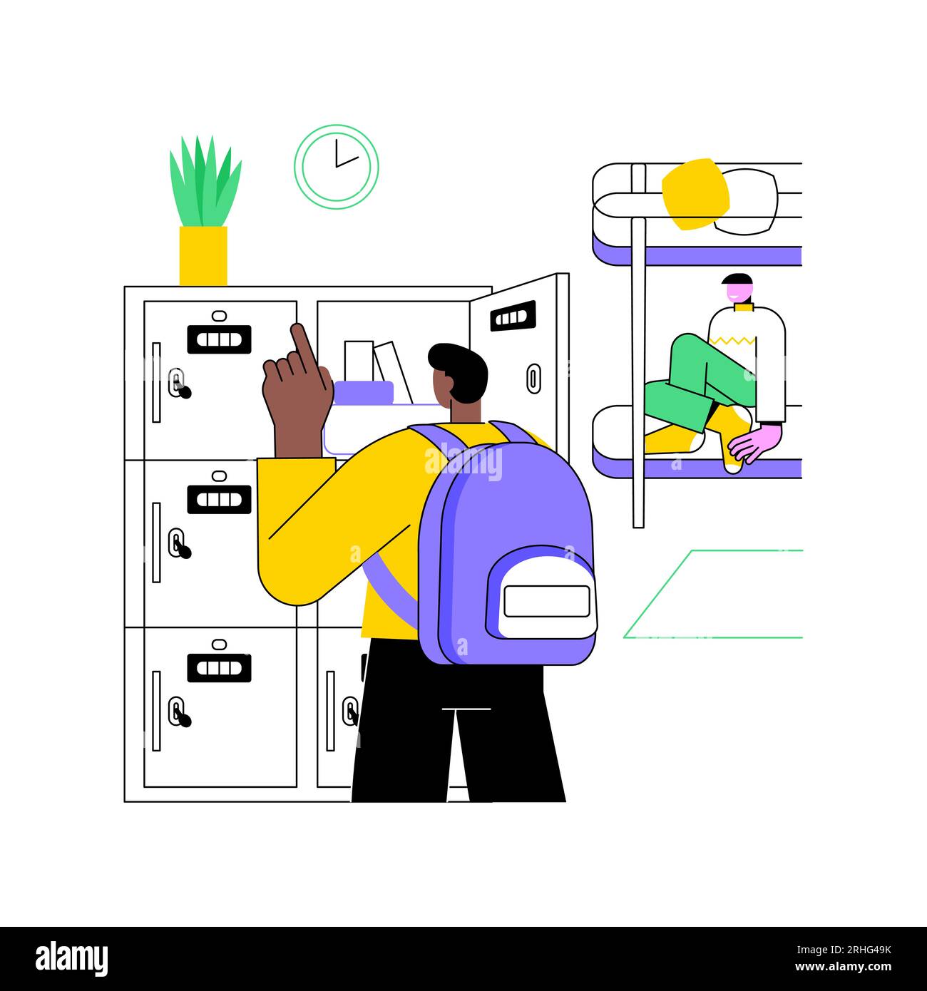 Using key locker isolated cartoon vector illustrations. Tourist man ...