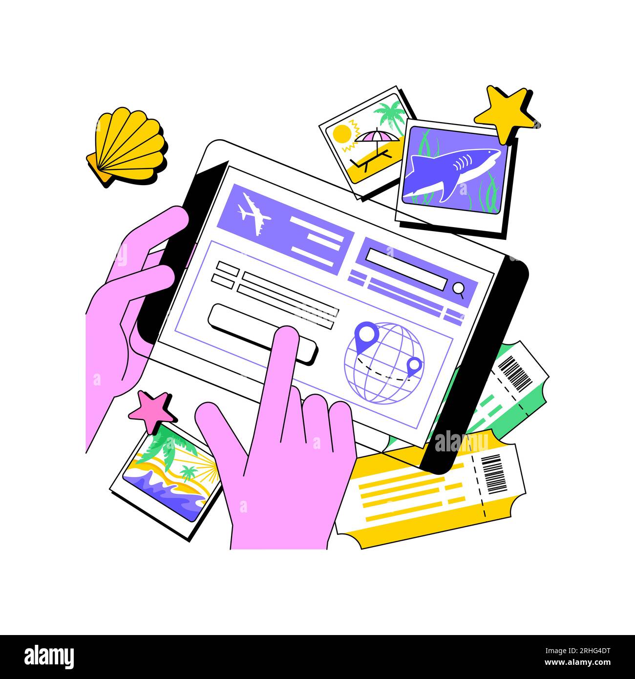 Finding best flights isolated cartoon vector illustrations. Travel ...