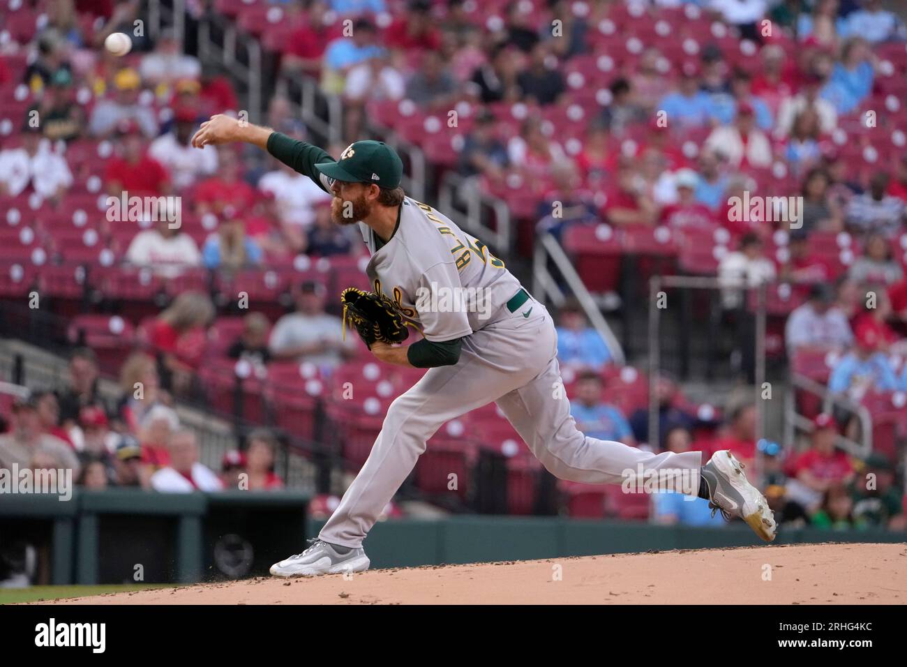 Oakland Athletics starting pitcher Paul Blackburn throws during the ...