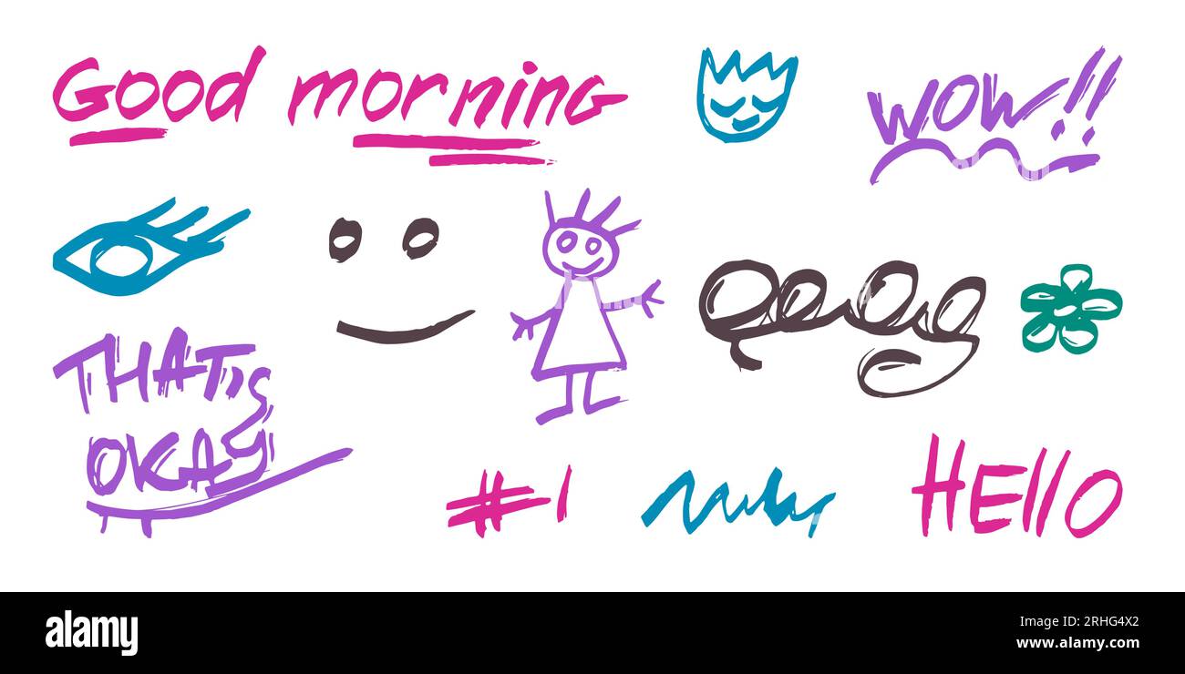 Vandalism actions. Paint inscriptions on the walls. Graffiti drawings ...