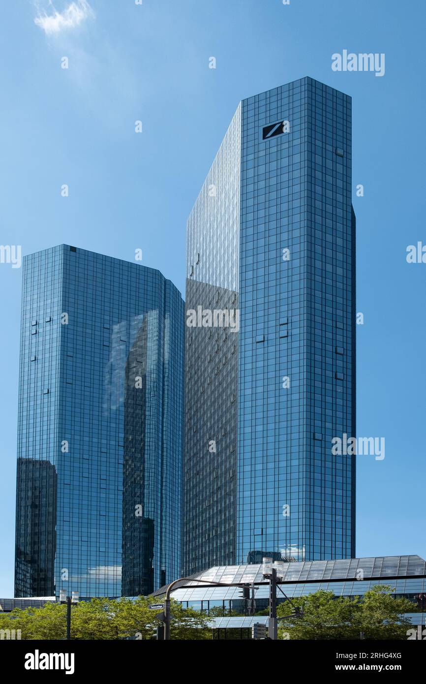 Frankfurt am Main, Germany - August 10, 2023: The Deutsche Bank twin ...
