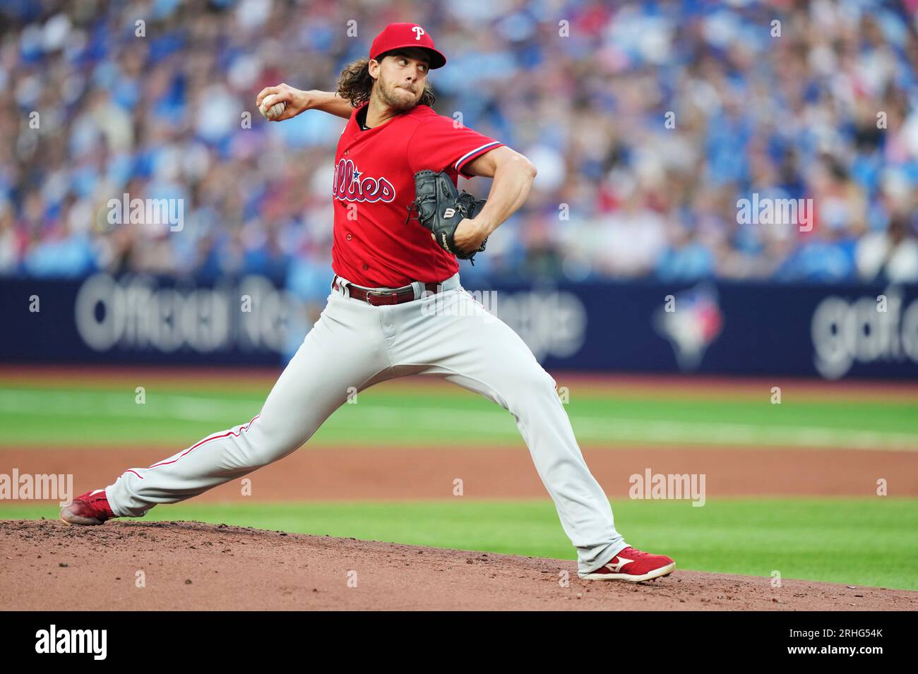 Philadelphia Phillies starting pitcher Aaron Nola works against the ...