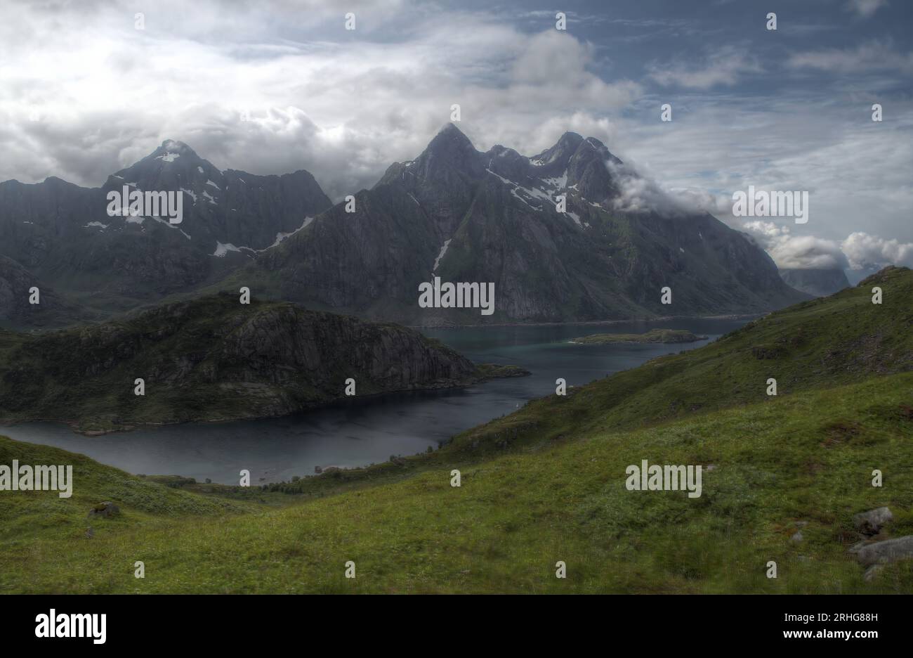 Lofoten peninsula, Norway, Mountains, lakes, and fjords Stock Photo - Alamy