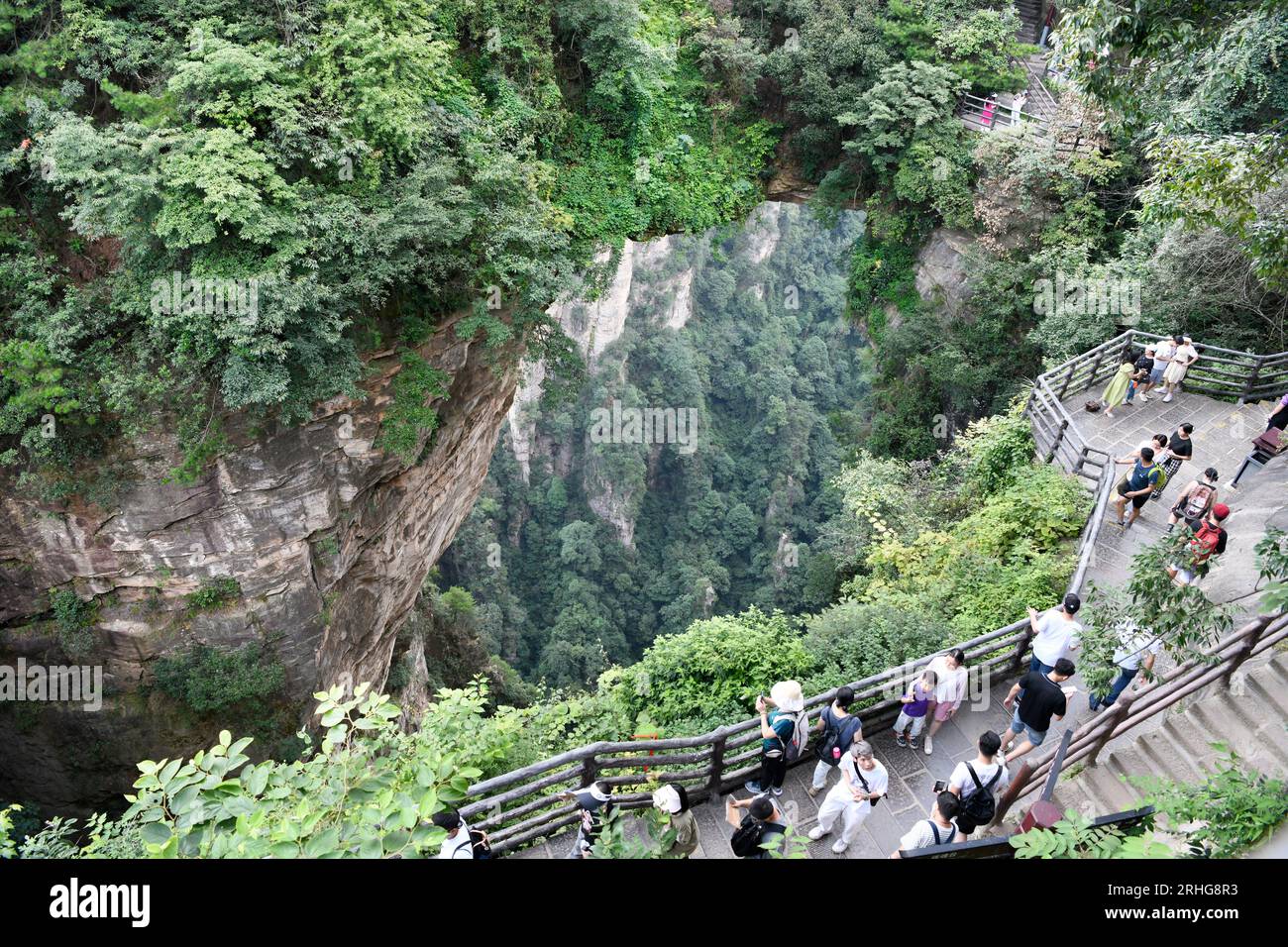 ZHANGJIAJIE, CHINA - AUGUST 9, 2023 - Tourists visit the Wulingyuan ...
