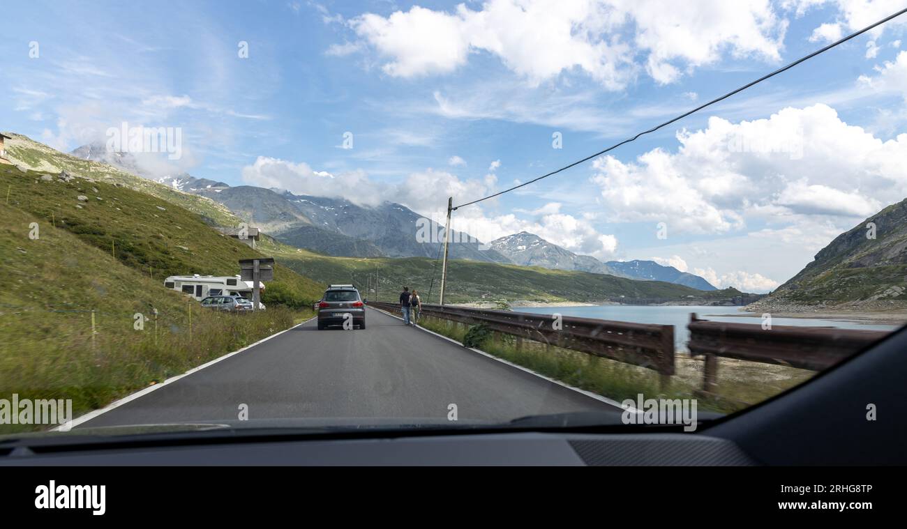 Perspective on the Italian Alps from inside a car, 2020 Stock Photo - Alamy
