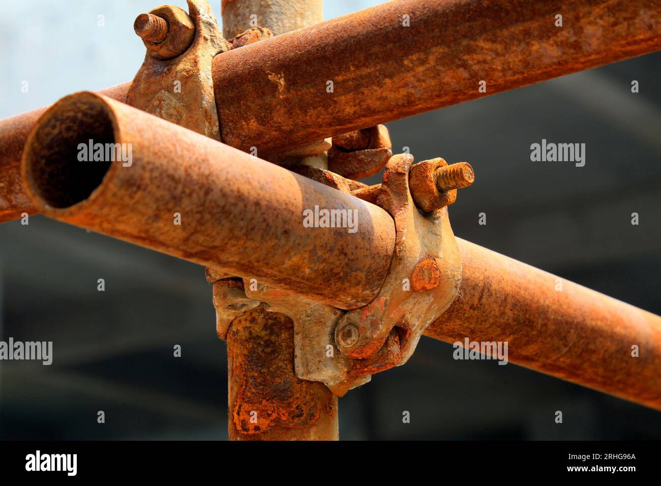 rusty metal scaffolding elements, closeup of photo Stock Photo - Alamy