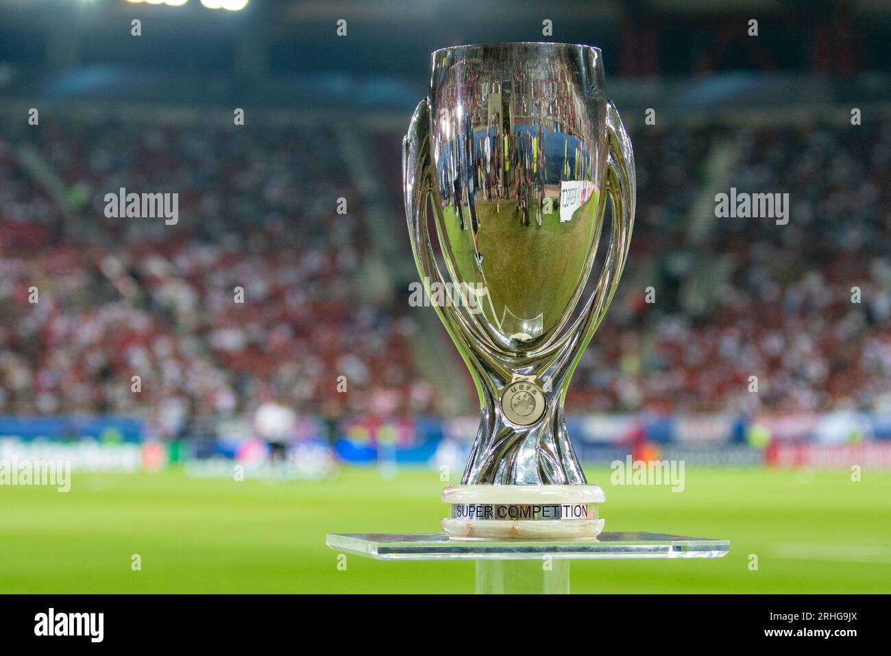 Piraeus, Greece. 16th Aug, 2023. The UEFA Super Cup trophy during the ...