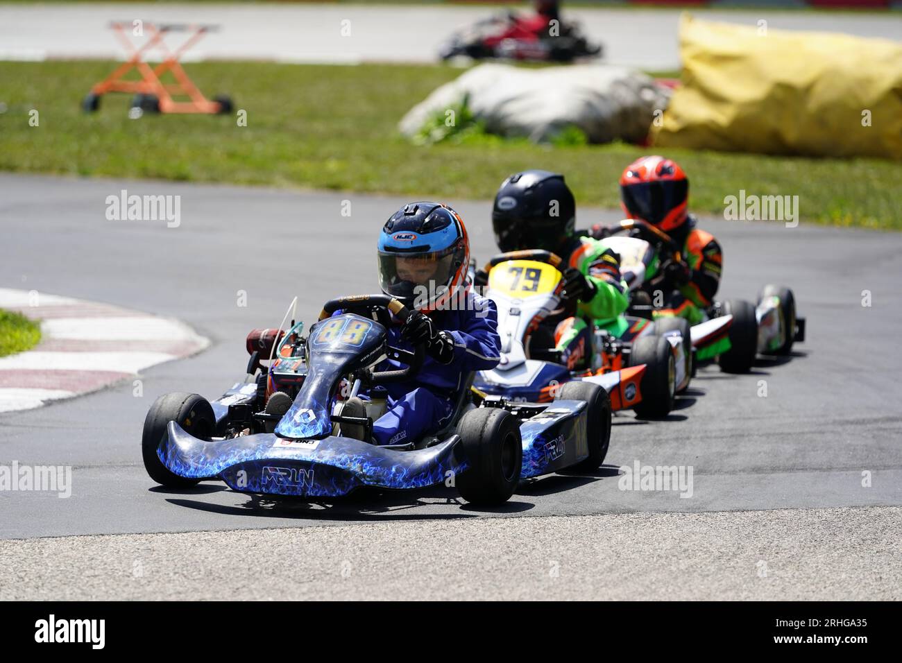 Adult go-kart drivers raced in national races at Badger Kart club Wolf ...