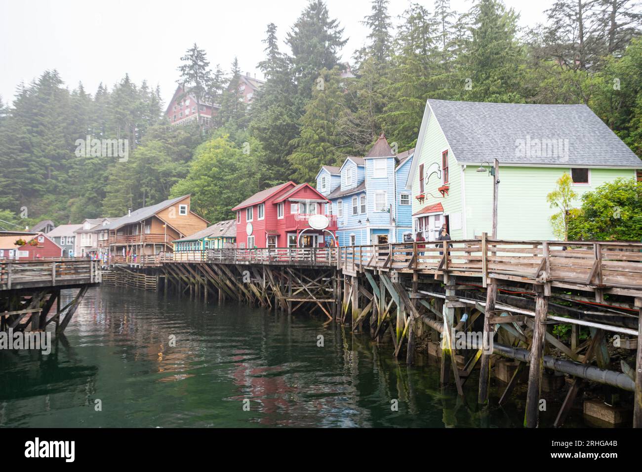 Ketchikan, Alaska during a cloudy afternoon. Creek Street, the historic ...