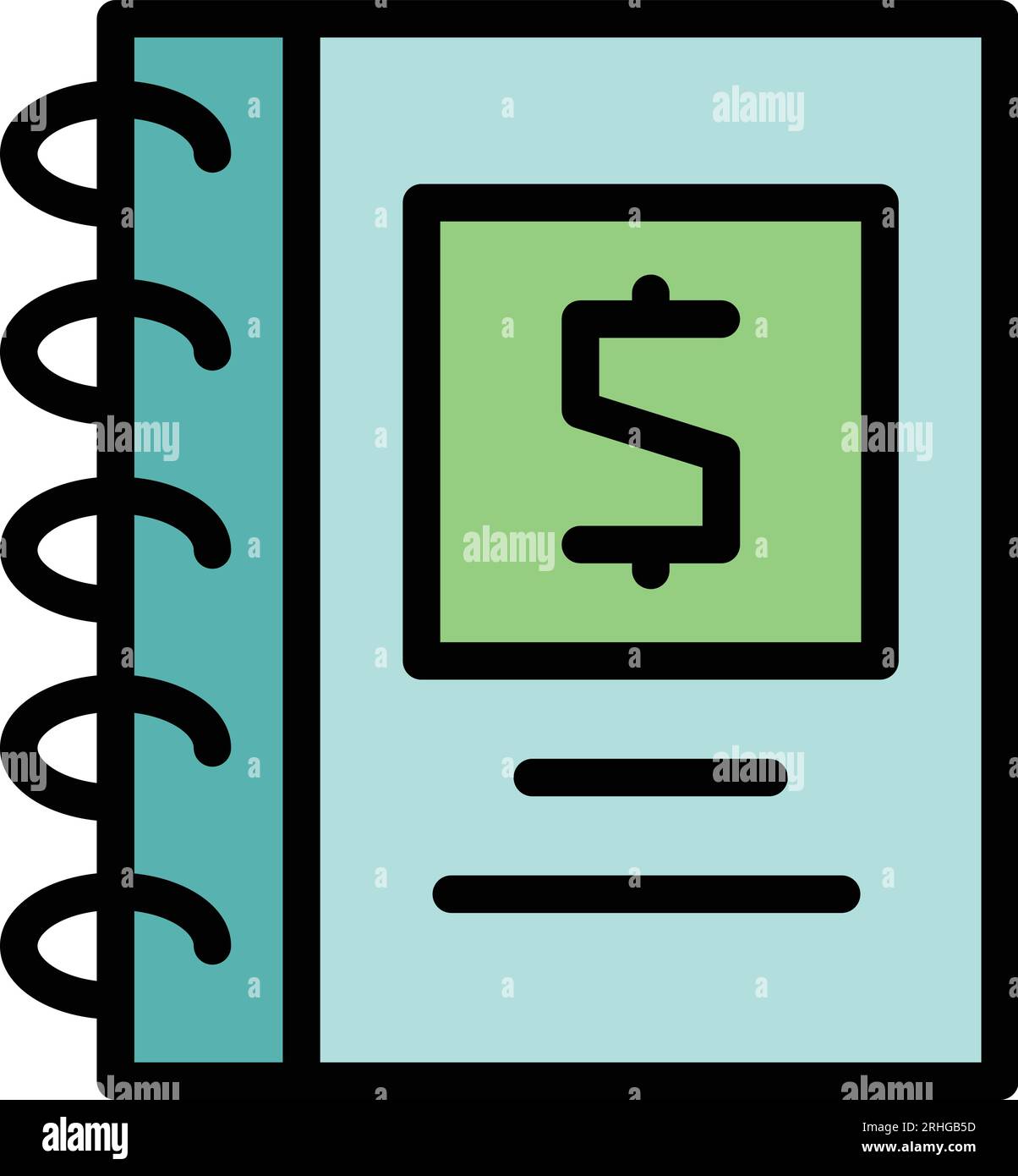 Financial notebook icon outline vector. Work free. Coin dream color ...