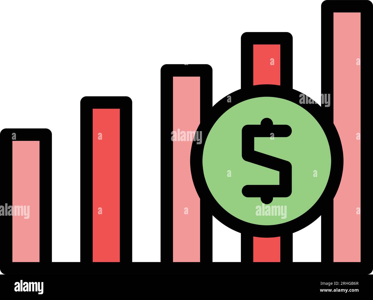 Money rise graph icon outline vector. Work free. School income color ...