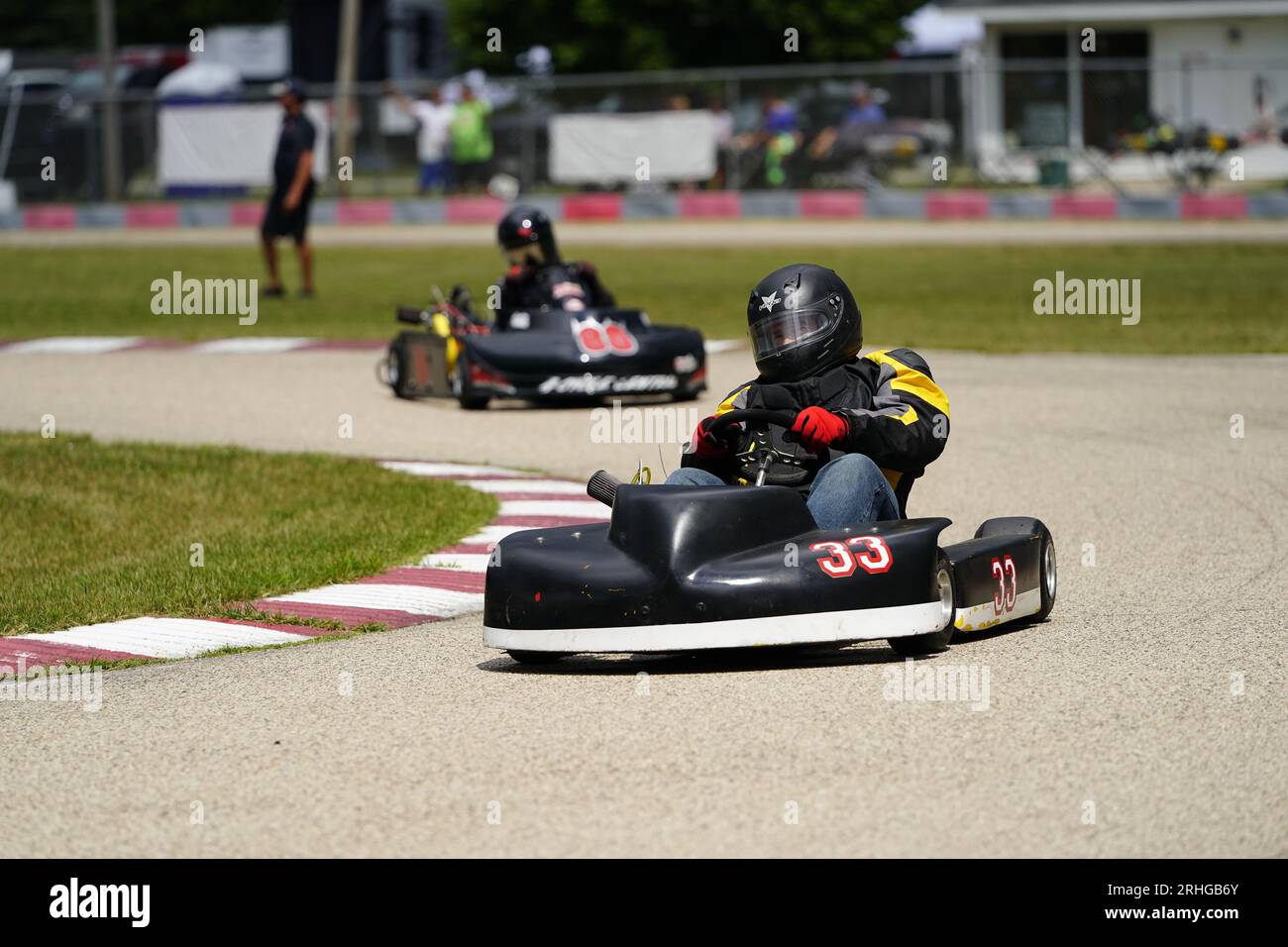 Adult go-kart drivers raced in national races at Badger Kart club Wolf ...