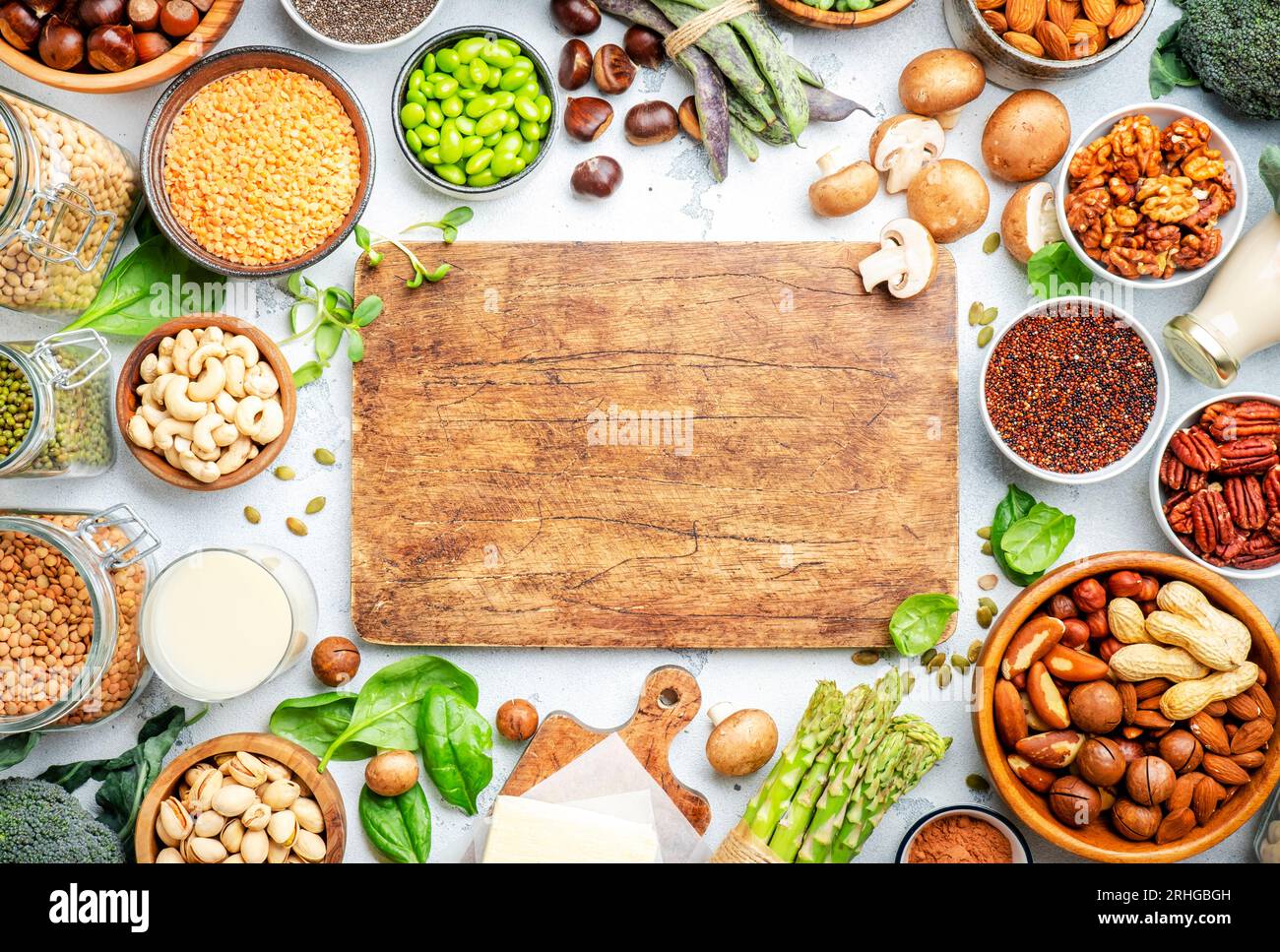 Vegan protein. Plant based vegetarian food sources. Healthy eating ...