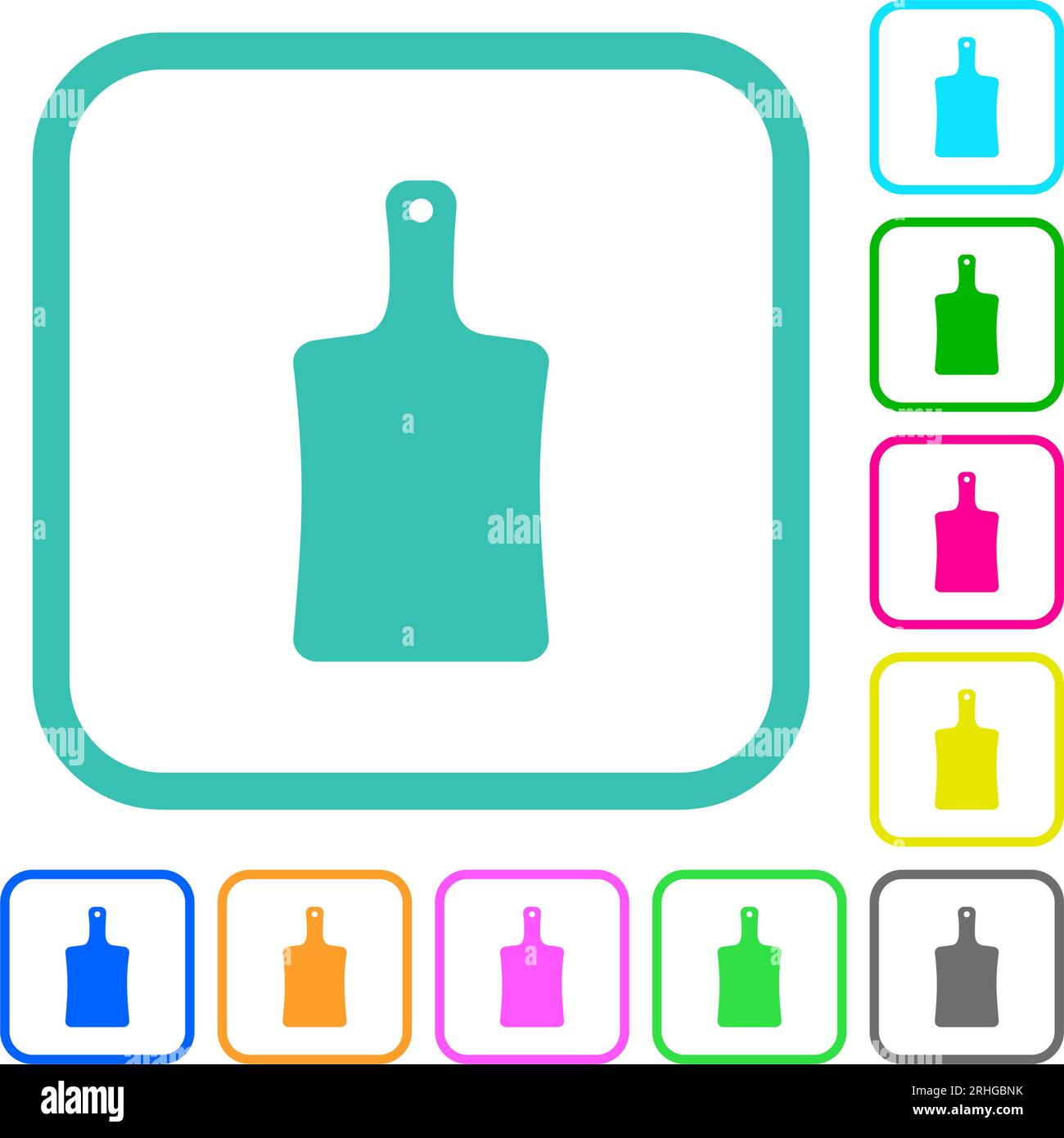 Cutting board solid vivid colored flat icons in curved borders on white ...