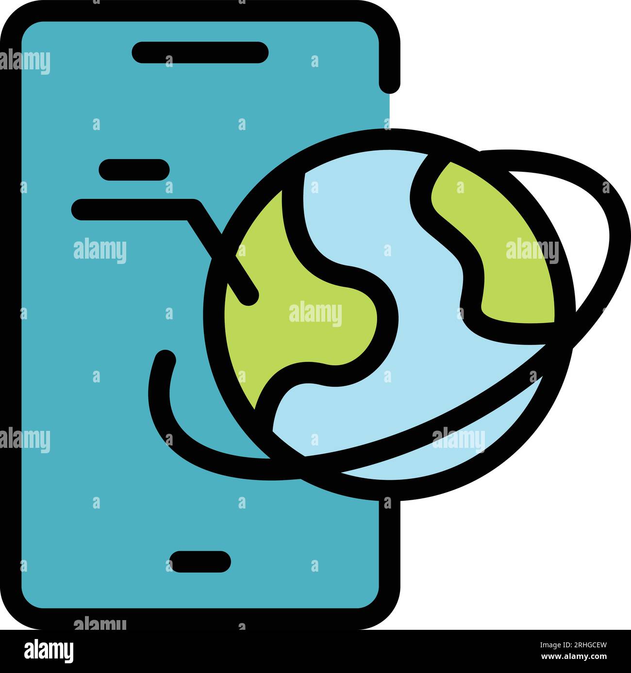 Earth phone move icon outline vector. Distance motion. Transport pin ...