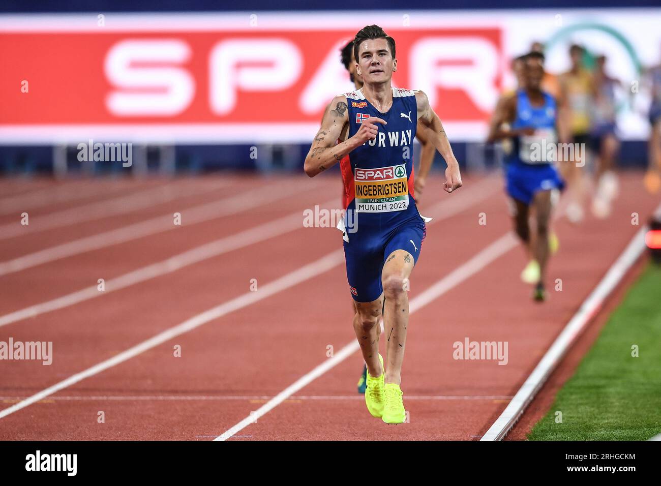 Jakob Ingebrigtsen (Norway). 5000m Gold Medal. European Championships Munich 2022 Stock Photo ...