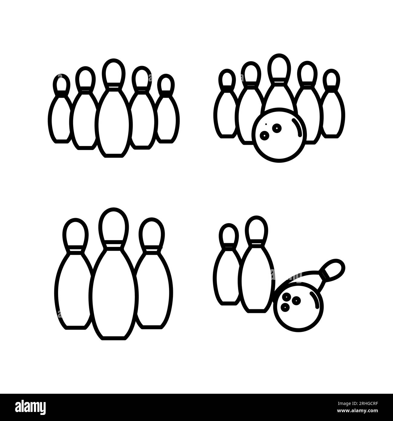Bowling icon vector. Bowling ball and pin icon. Bowling pins with ball ...