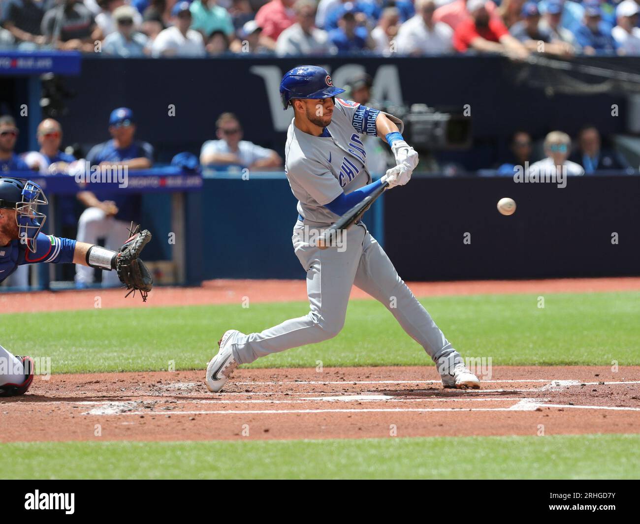 Chicago Cubs third baseman Nick Madrigal (1) swings at at a pitched ...