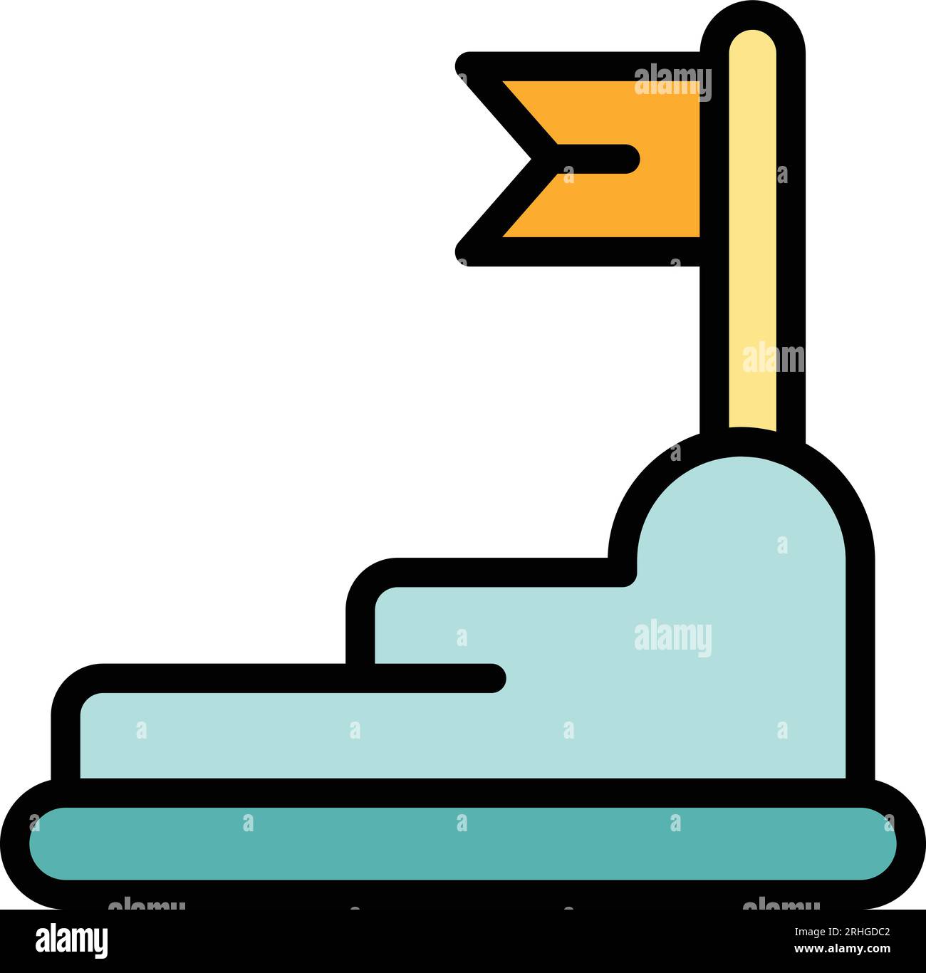 Target task flag icon outline vector. Work time. Business team color ...