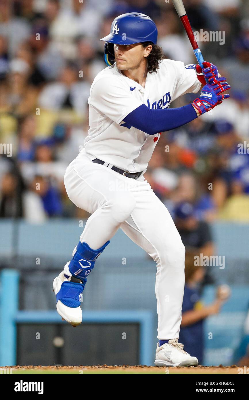 Los Angeles Dodgers center fielder James Outman (33) bats in the third ...