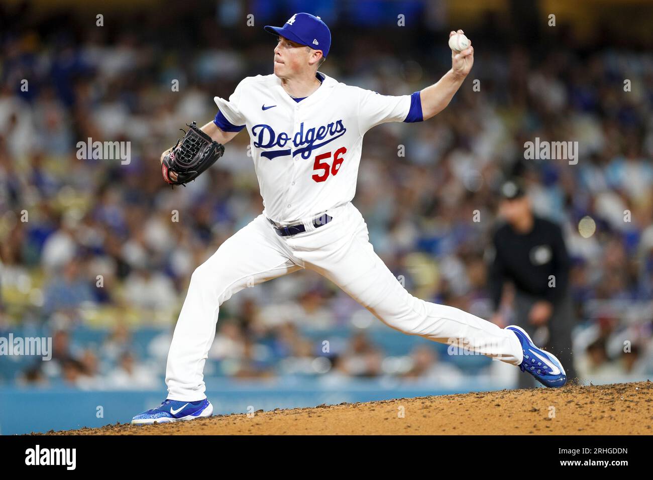 Los Angeles Dodgers relief pitcher Ryan Yarbrough (56) throws to the ...