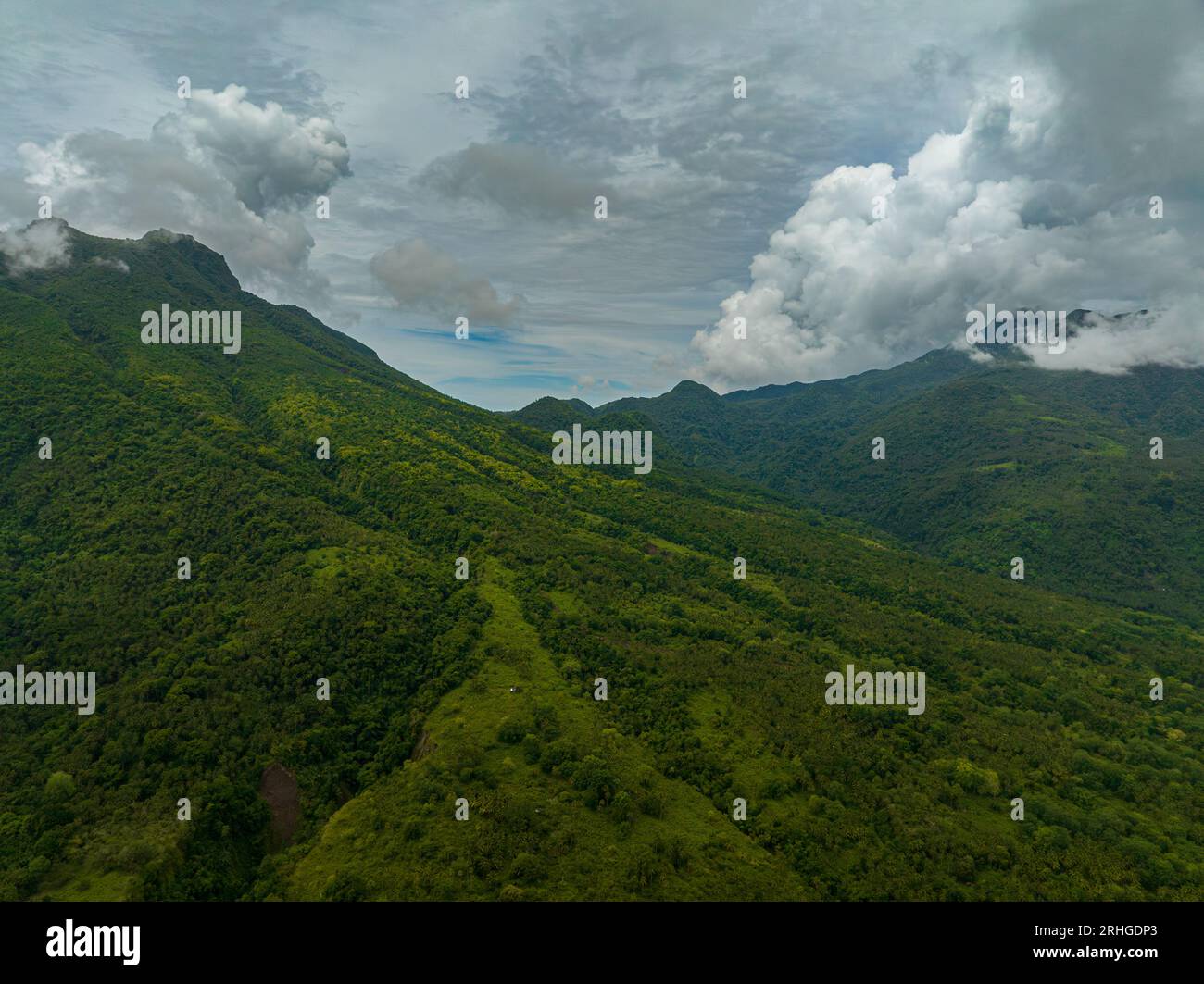 Aerial view of Tropical mountain range and mountain slopes with ...