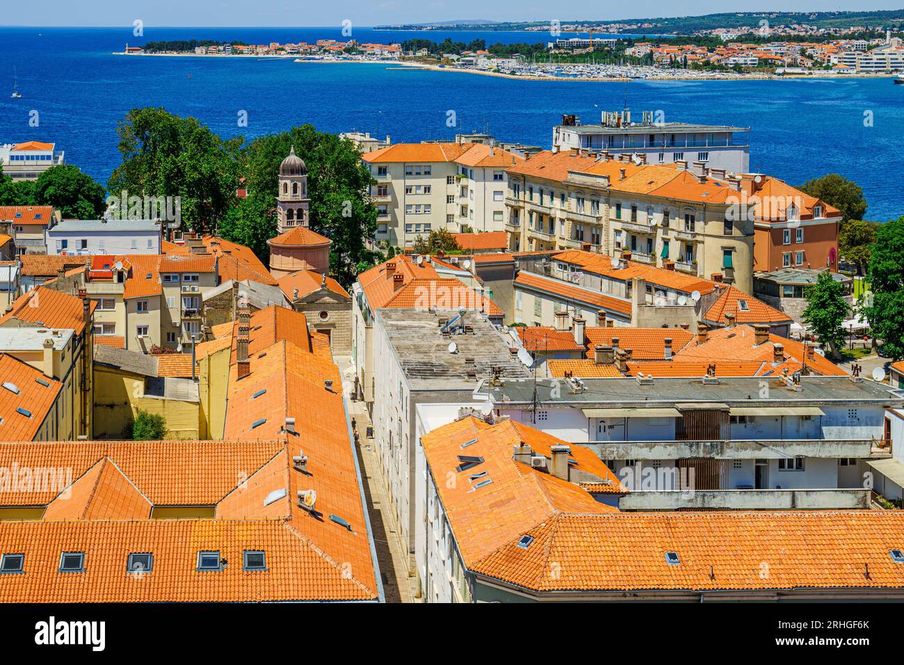 Zadar, old city, bird fly view. View of the medieval city from the ...