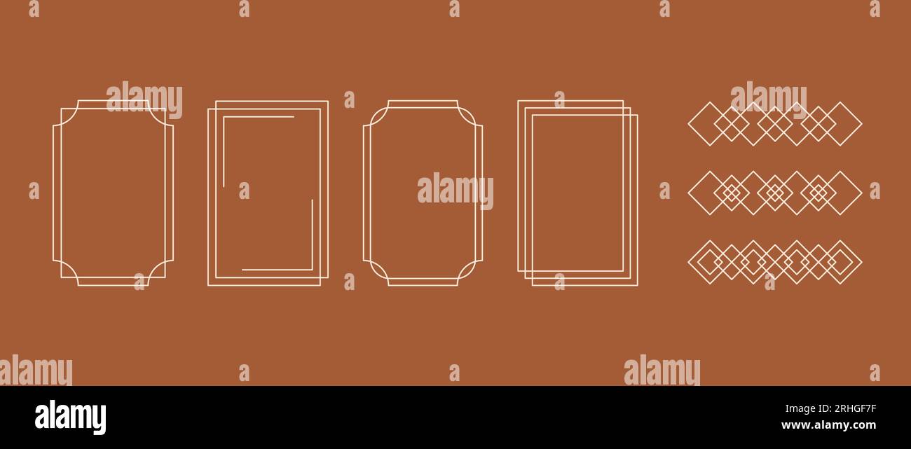 Boho style linear frame collection. Bohemian decorative geometric ...