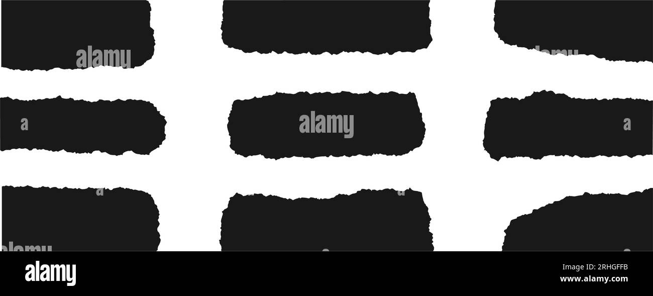 Torn paper corner pieces. Black cutout shapes with jagged edges. Ripped ... Torn paper corner pieces. Black cutout shapes with jagged edges. Ripped ...