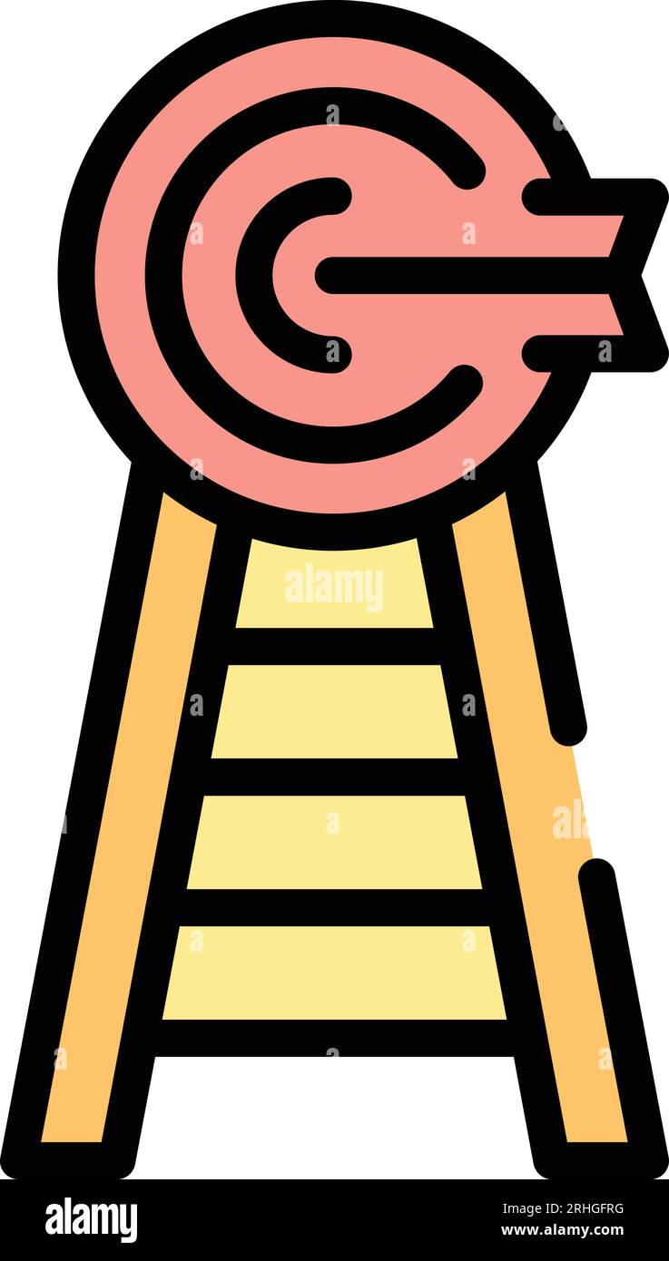 Target ladder icon outline vector. Skill level. Goal career color flat ...