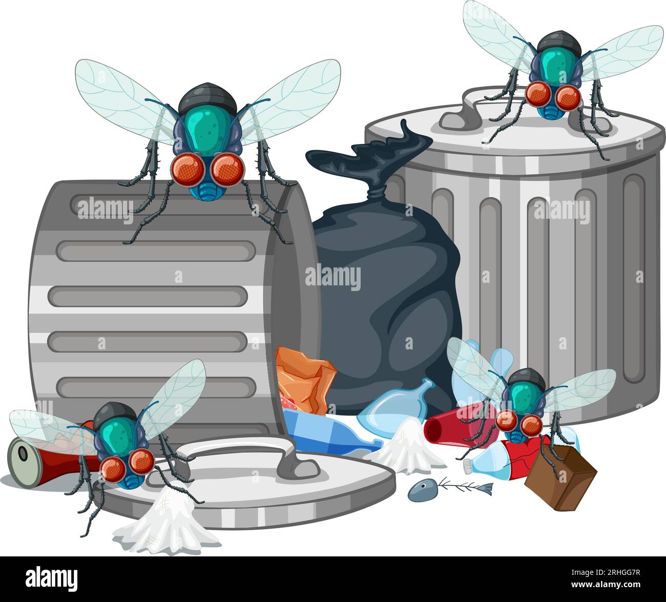 Fly and trash cartoon illustration Stock Vector Image & Art - Alamy