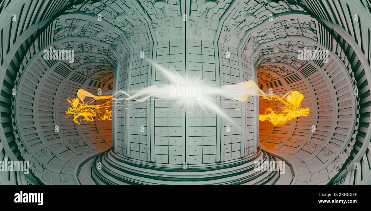 nuclear fusion reactor tokamak concept background, 3d rendering Stock ...